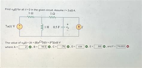Find Vo T For All T 0 In The Given Circuit Assume Chegg Com