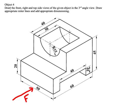 Solved Object Draw The Front Right And Top Side Views Of Chegg