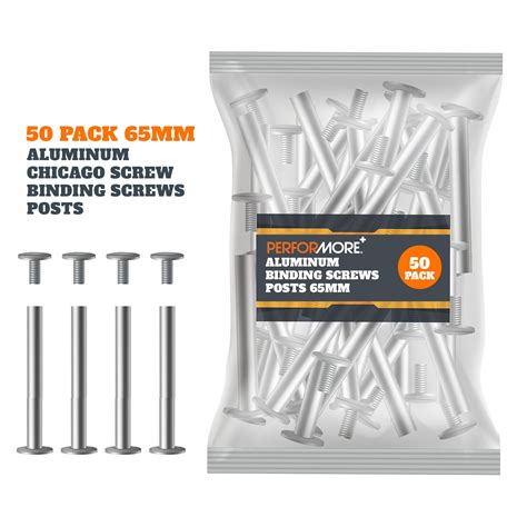 50 Pack Of Silver Aluminum Screw Posts 65mm Metal Chicago Screw Post