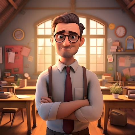 Retrato De Un Joven Profesor Para El Día De La Educación Foto Gratis