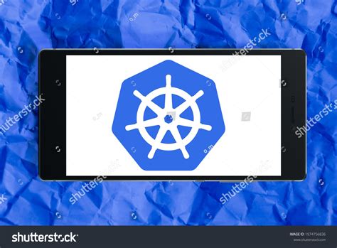 Kubernetes Symbol On Smartphone Screen White Stock Illustration