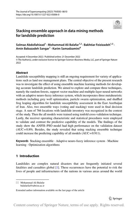 Stacking Ensemble Approach In Data Mining Methods For Landslide