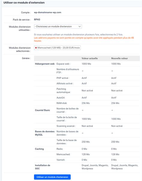 Supprimer désactiver un add on Revendeur Combell support
