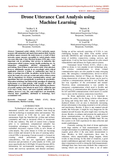 Pdf Ijert Drone Utterance Cast Analysis Using Machine Learning