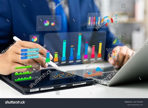 92 businessman utilizing data analytics analyze financial business data