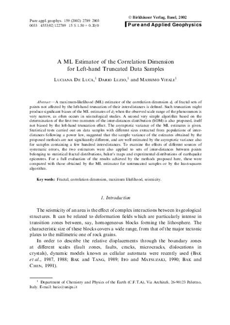 pdf a ml estimator of the correlation dimension for left hand