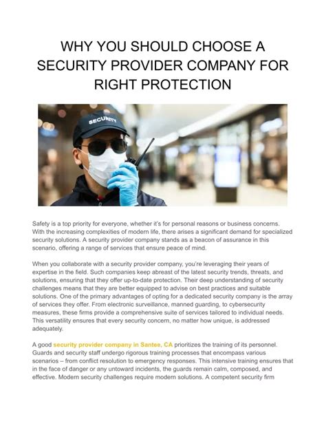 ppt why you should choose a security provider company for right