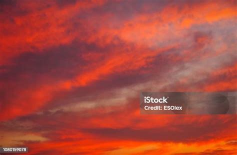 아름 다운 밝은 다채로운 하늘 일몰에서 찍은 사진입니다 좋은 페인트와 레드 오렌지 배경입니다 드문 일출입니다 천연 성분 0명에 대한 스톡 사진 및 기타 이미지 Istock