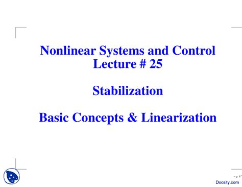 basic concepts and linearization control of non linear systems lecture