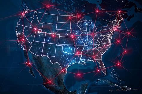 Premium Photo Us Map With Red Connecting Lines