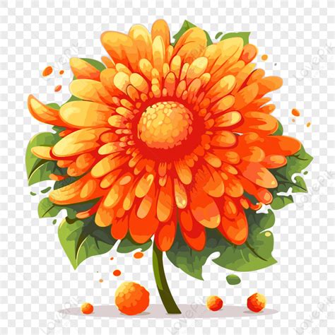 오렌지 꽃 벡터만화클립 아트상표