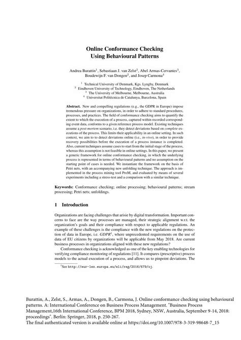 pdf online conformance checking using behavioural patterns dokumen tips