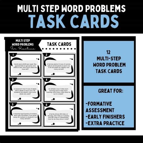 Multi Step Word Problem Practice And Task Cards By Erin Carroll Tpt