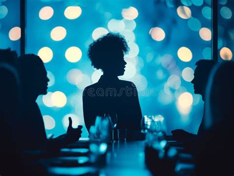 silhouetted figures in blue bokeh background stock image image of blur bokeh 320144373