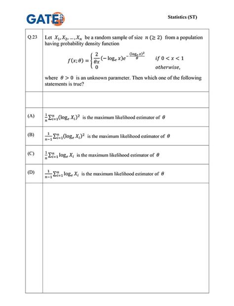 gate 2023 statistics question papers