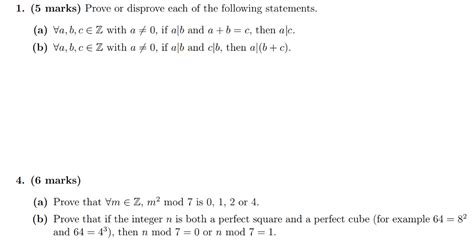 solved 1 5 marks prove or disprove each of the following