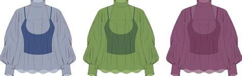 벡터 블라우스 긴 소매 기술 패션 플랫 스케치 벡터 일러스트 레이 션 프리미엄 벡터