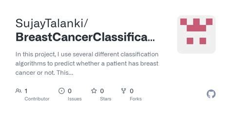 GitHub SujayTalanki BreastCancerClassificationInR In This Project I Use Several Different
