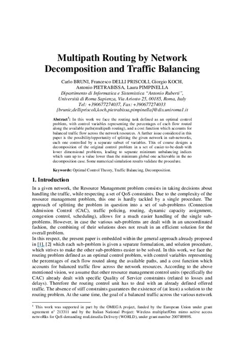 Pdf Multipath Routing By Network Decomposition And Traffic Balancing
