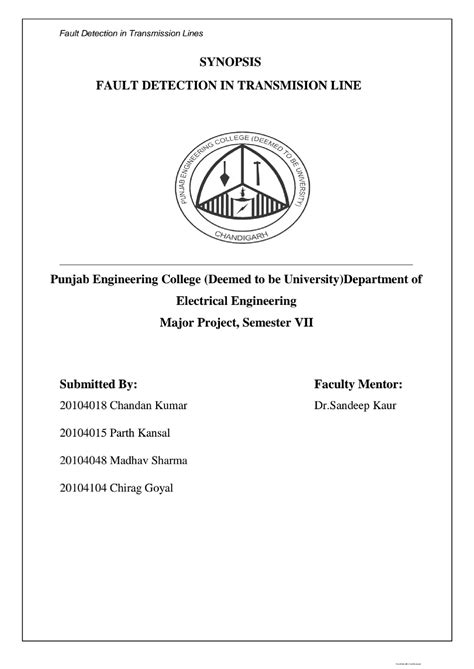 Fault Detection In Transmission Lines Electrical Engineering Studocu