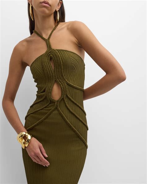 Cult Gaia Avery Corded Cutout Crochet Knit Midi Dress Neiman Marcus
