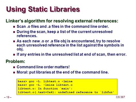Cs 367 Linking Topics Static Linking Object Files Static Libraries