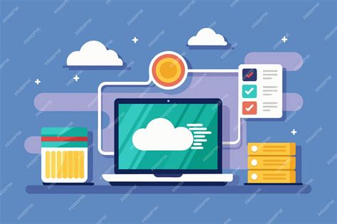 Premium Vector A Laptop Screen Shows A Cloud Icon Representing Data