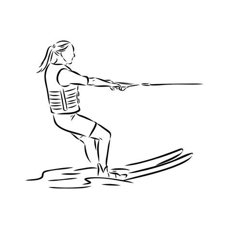 Water Ski Girl Vector Sketch Illustration Premium Vector