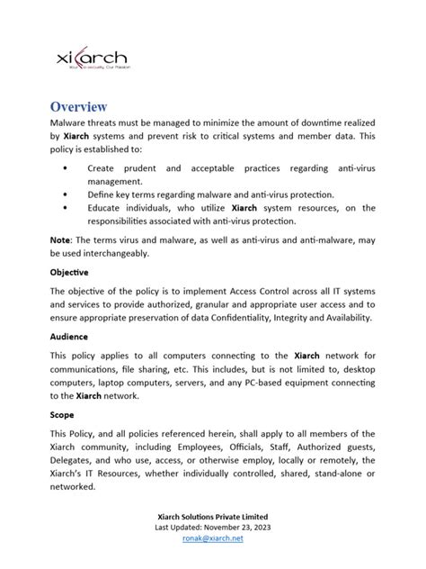 Anti Virus Management Policy Pdf Antivirus Software Computer Virus