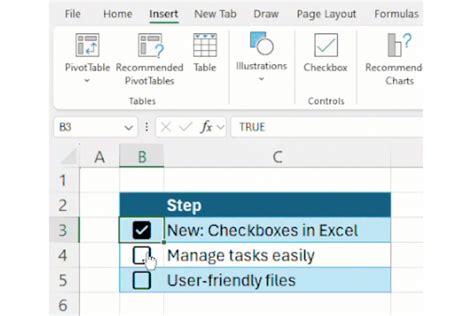 Microsoft Excel Now Offers Checkboxes