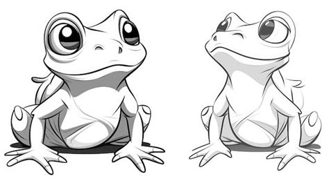 어린이 개구리를 위한 간단한 색칠 공부 페이지 프리미엄 사진