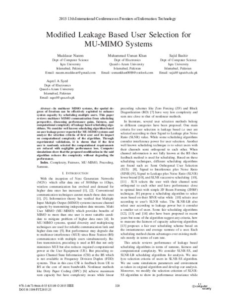 Pdf Modified Leakage Based User Selection For Mu Mimo Systems