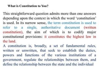 Understanding Constitution And Constitution And Constitutionalism Pptx