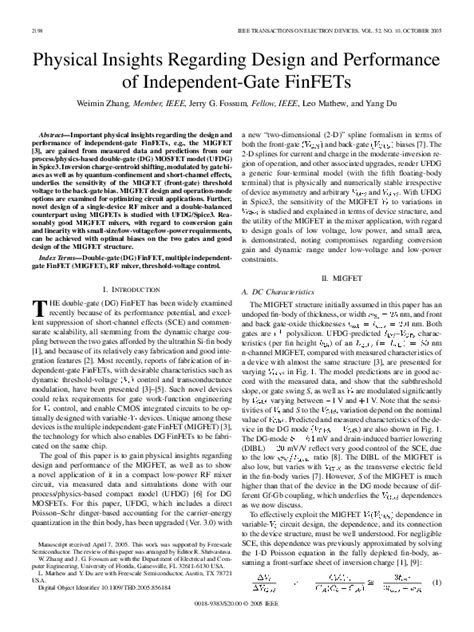 Pdf Physical Insights Regarding Design And Performance Of Independent