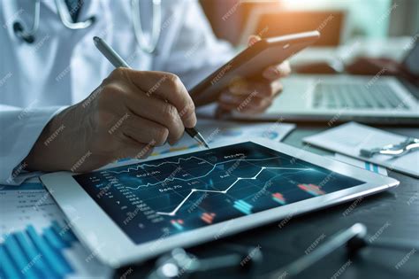 Healthcare Business Graph Data And Growth Medical Examination And Doctor Analyzing Medical
