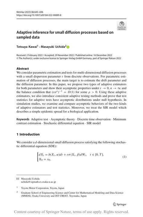 Adaptive Inference For Small Diffusion Processes Based On Sampled Data