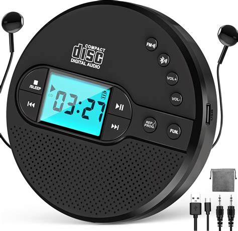 Walkman Cd Player With Bluetooth Fm Transmitterheadphoneslcd Screen