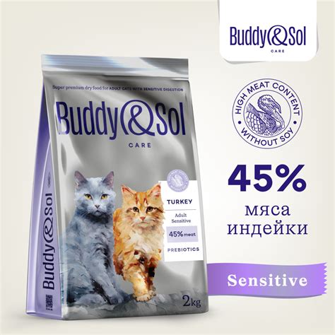 Корм для кошек с чувствительным пищеварением Buddy&Sol 2 кг ...