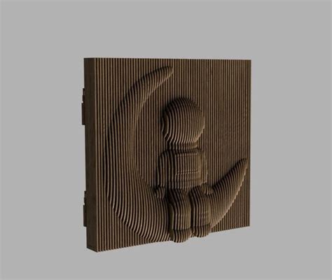 Parametric Wavy Wooden Wall Decor Astronaut Etsy
