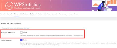 anonymize ip addresses wp statistics wordpress statistics plugin