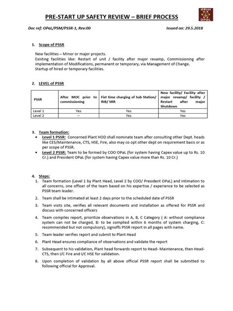Pssr Brief Process Pdf Personal Protective Equipment Technology And Engineering