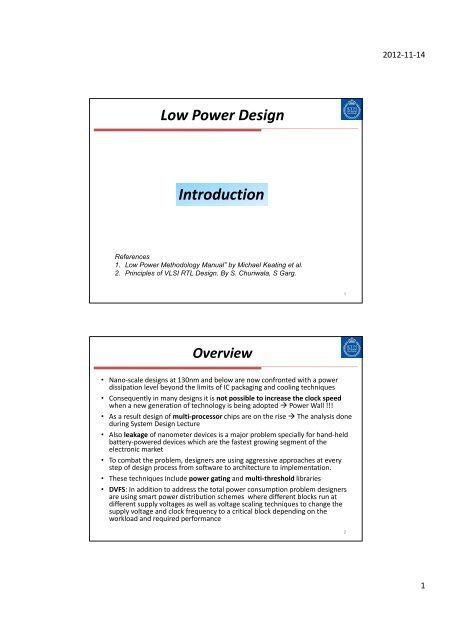 Low Power Design Issues