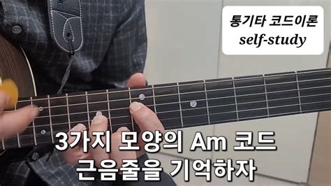 기타 강좌122 기초 코드이론 3가지 모양의 Am 코드 근음줄을 기억하자 Youtube
