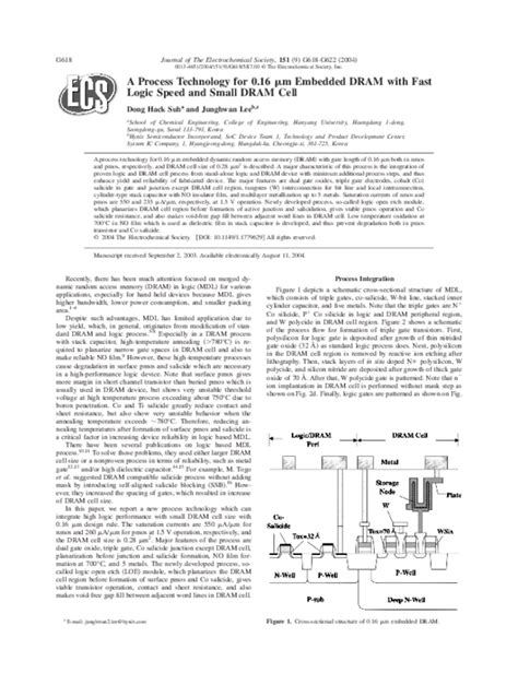 Pdf A Process Technology For 016 μm Embedded Dram With Fast Logic