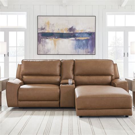 Deepwakes Caramel 3 Piece Power Reclining Sectional With Right Chaise