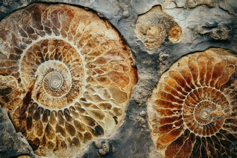 Ai Generated Fossilized Ammonite Texture Background Ancient And