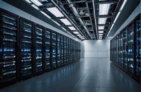Premium Photo Modern Data Center With Blue Lighting