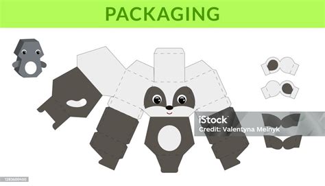 파티 선호 생일에 대 한 다이 컷 오소리 상자 과자 사탕 작은 선물 빵집에 대 한 베이비 샤워 소매 상자 청사진 템플릿 디자인 인쇄 컷아웃 접기 접착제 벡터 스톡