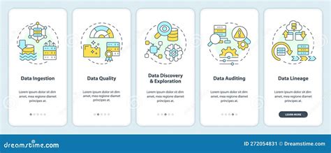 Data Lake Key Concepts Onboarding Mobile App Screen Stock Vector