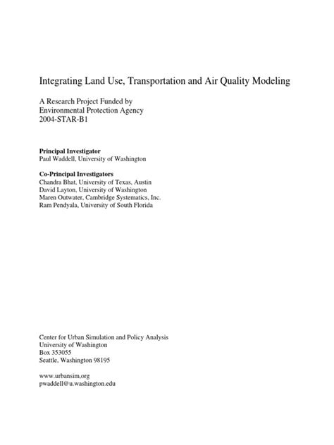 integrating land use transportation and air quality modeling pdf